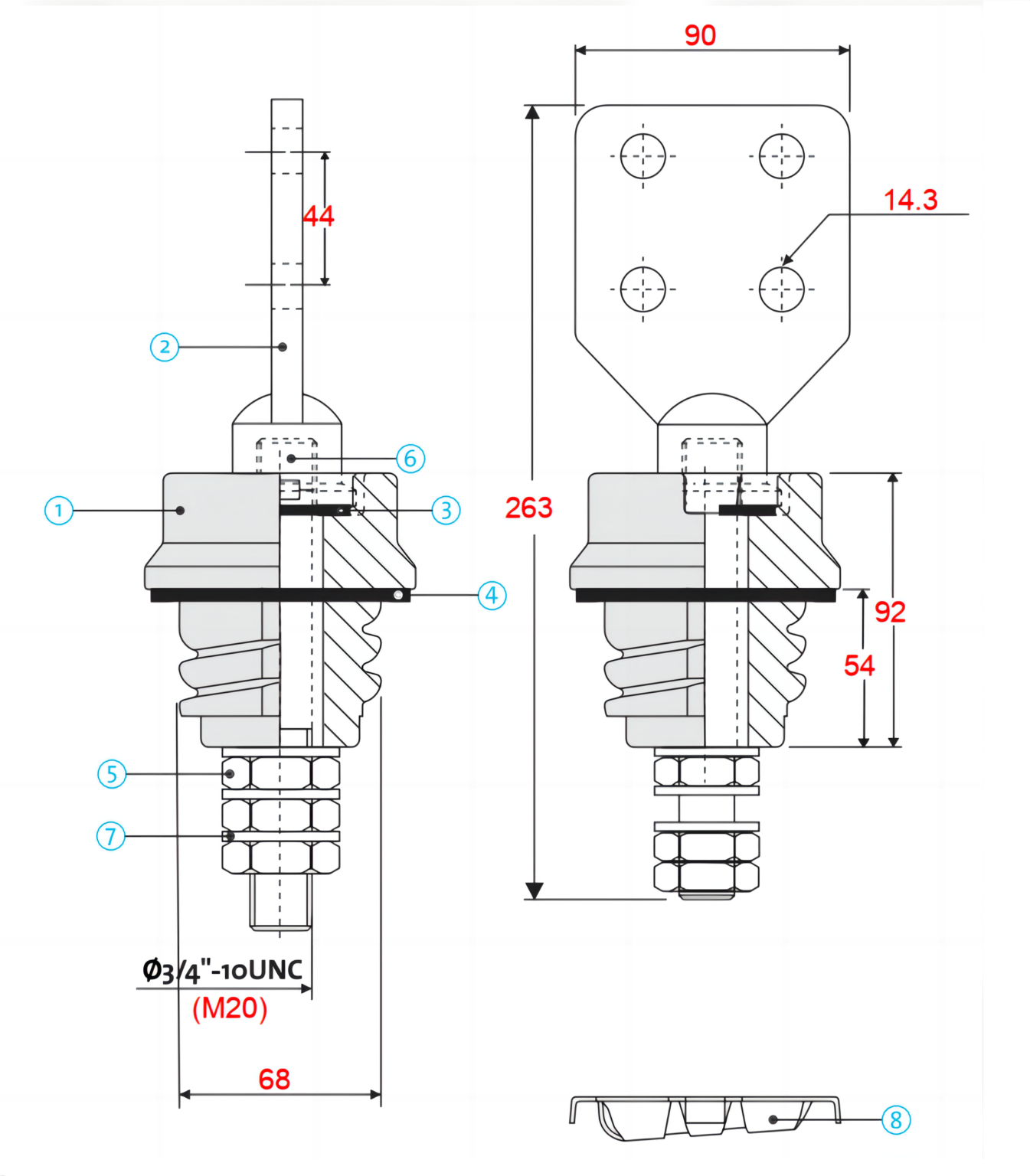 1.2KV800A ANSI Low-Voltage Bushing Ceramic insulators