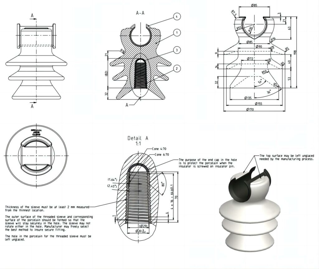 HV porcelain pin insulator of SHF20G1S - Pingxiang Risheng Electric ...